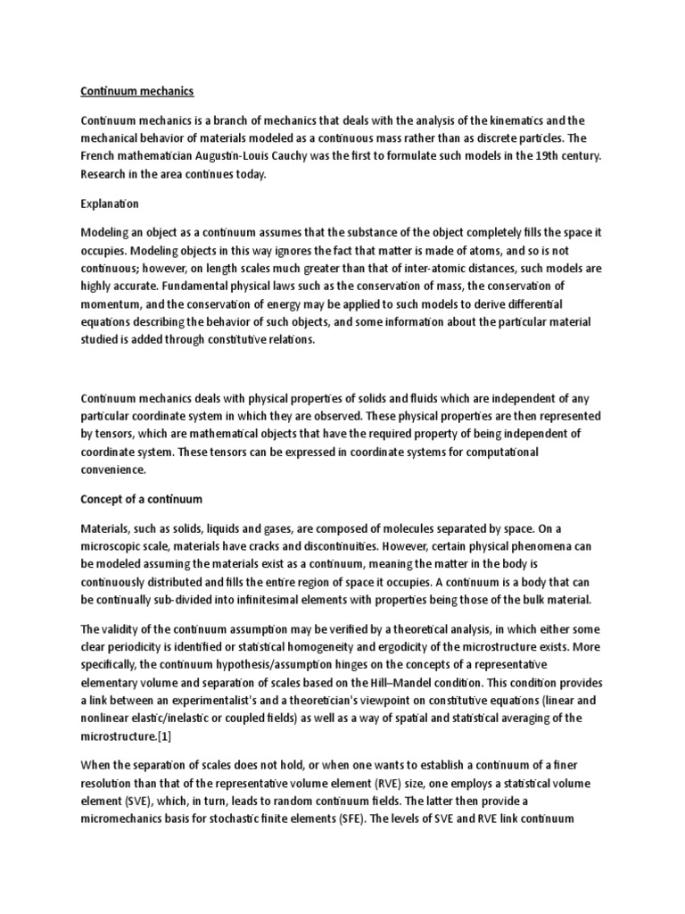 Continuum Mechanics | PDF | Continuum Mechanics | Deformation (Mechanics)