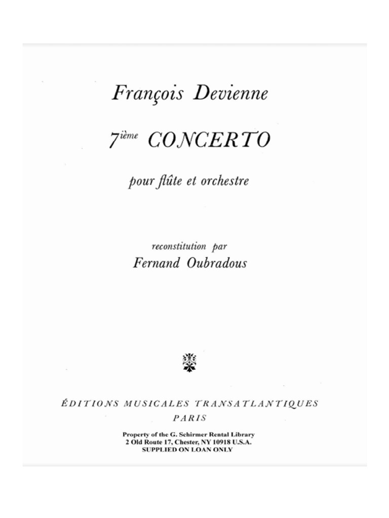 Devienne CONCERTO NO. 7 FOR FLUTE PDF | PDF