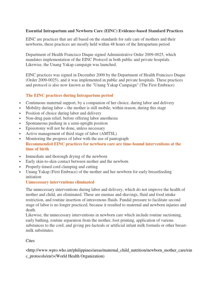 EINC | PDF | Childbirth | Infants