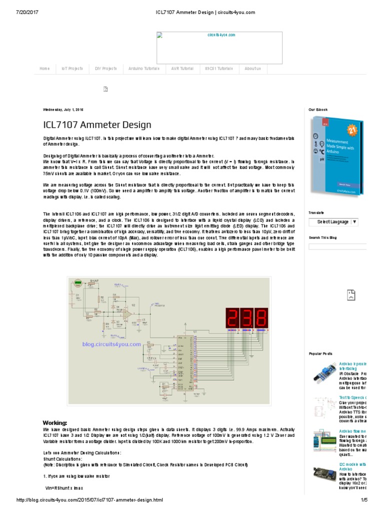 ICL7107 Digital Ammeter Design Guide | PDF | Capacitor | Analog To ...