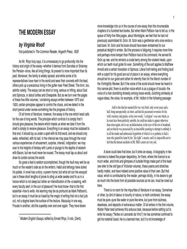 The Modern Essay | Essays | Fiction & Literature