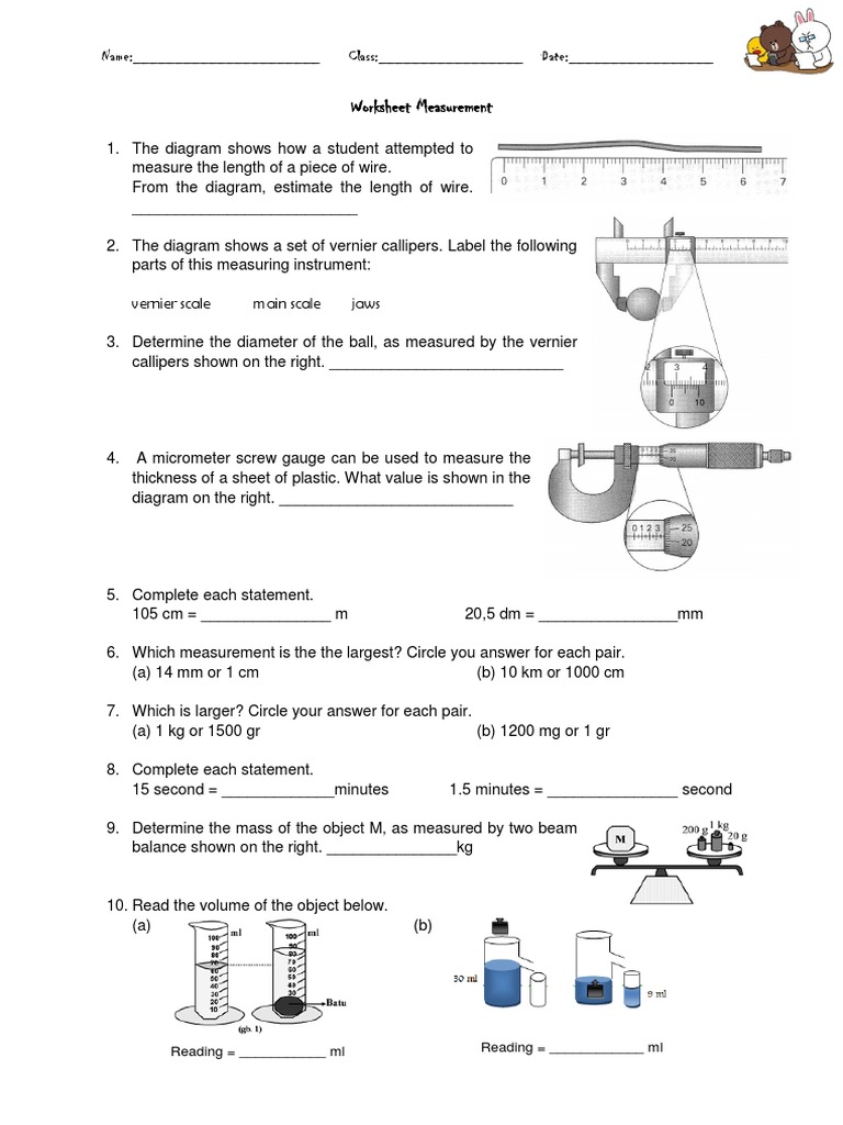 Worksheet Measurement: Name: - Class: - Date | PDF