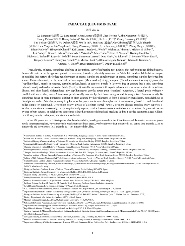 Leguminosae-Fabaceae Key To Family | PDF | Flowers | Botany