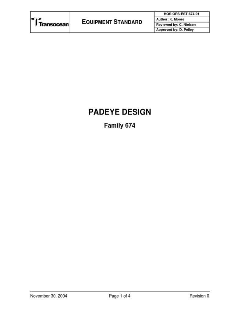 Pad Eye Procedure - Transocean | PDF | Specification (Technical ...