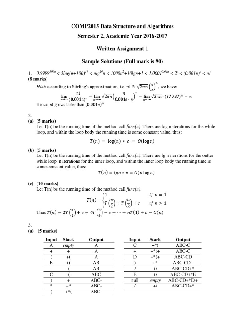 Written Assignment1 Sample Solution | Download Free PDF | Time ...