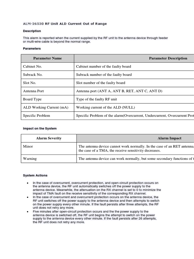 ALM-26530 RF Unit ALD Current Out of Range | PDF | Telecommunications ...