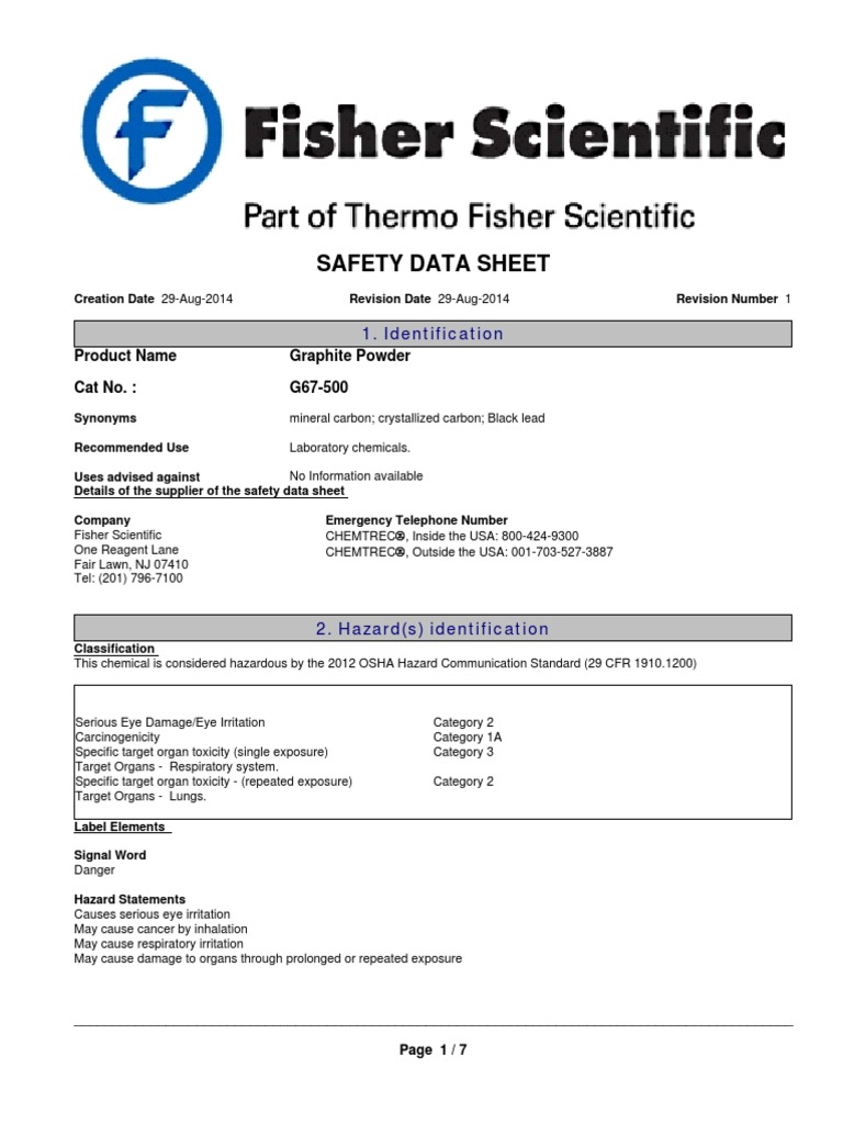 Msds Graphite Powder | PDF | Prevention | Occupational Safety And Health