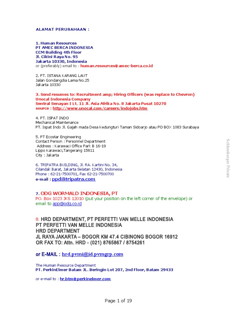Alamat Perusahaan | Download Free PDF | Energy And Resource | Natural Gas
