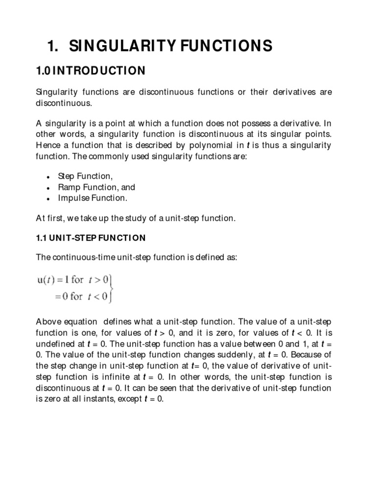 Singularity Functions | Function (Mathematics) | Derivative