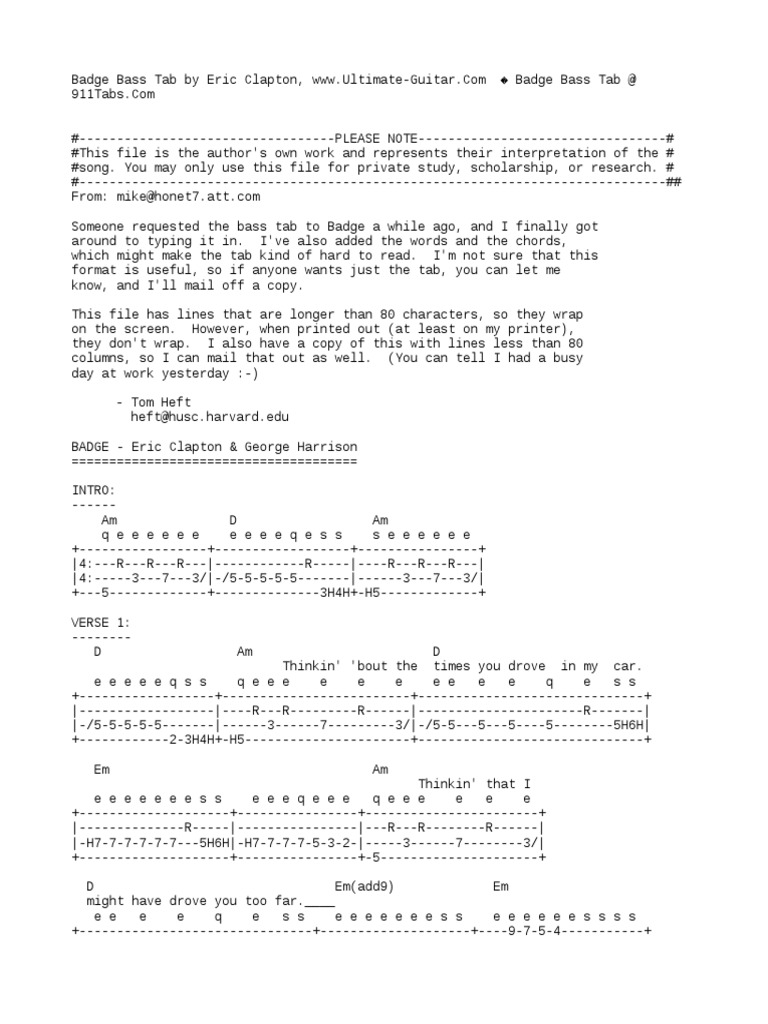 Badge Bass | PDF | George Harrison | Musical Forms
