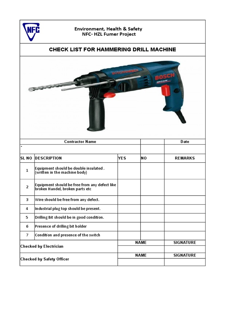 13 Checklist For Hammering Drill Machine | PDF