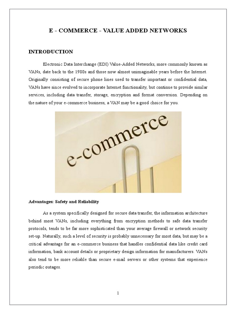 E Commerce and Value Added Networks | PDF | Electronic Data Interchange | Computer Network