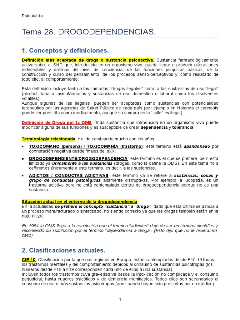 Drogodependencias: Conceptos, clasificaciones, tipos de dependencia ...