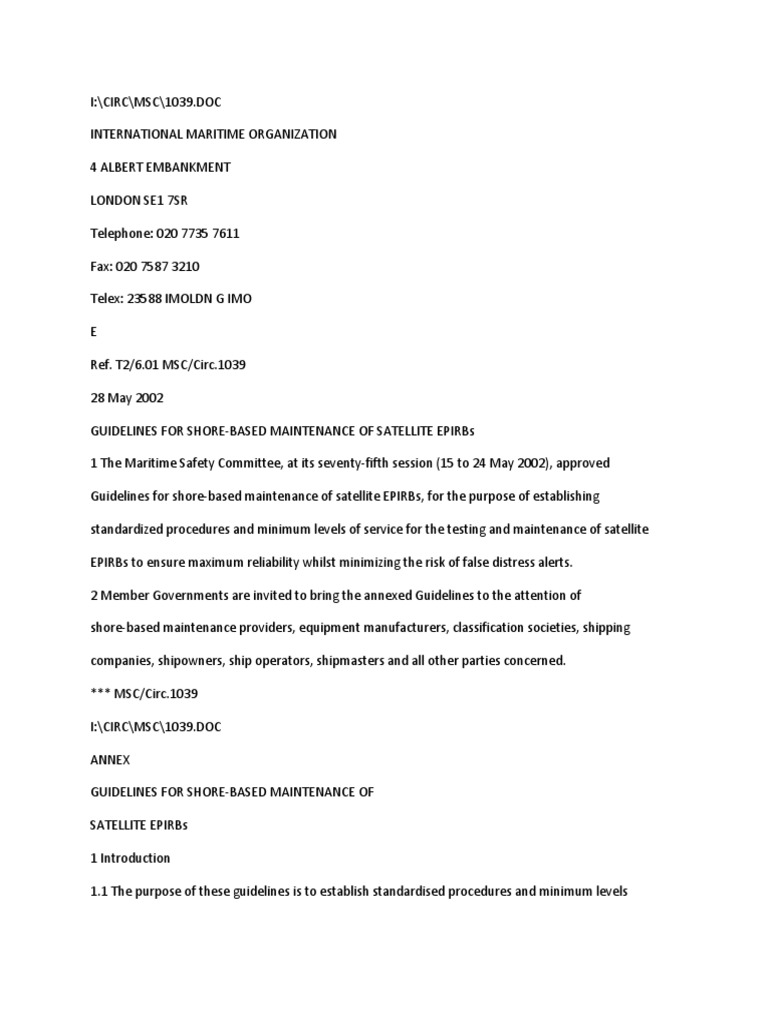 1039 Epirb Testing Guidelines | PDF | Transmitter | Telecommunications ...