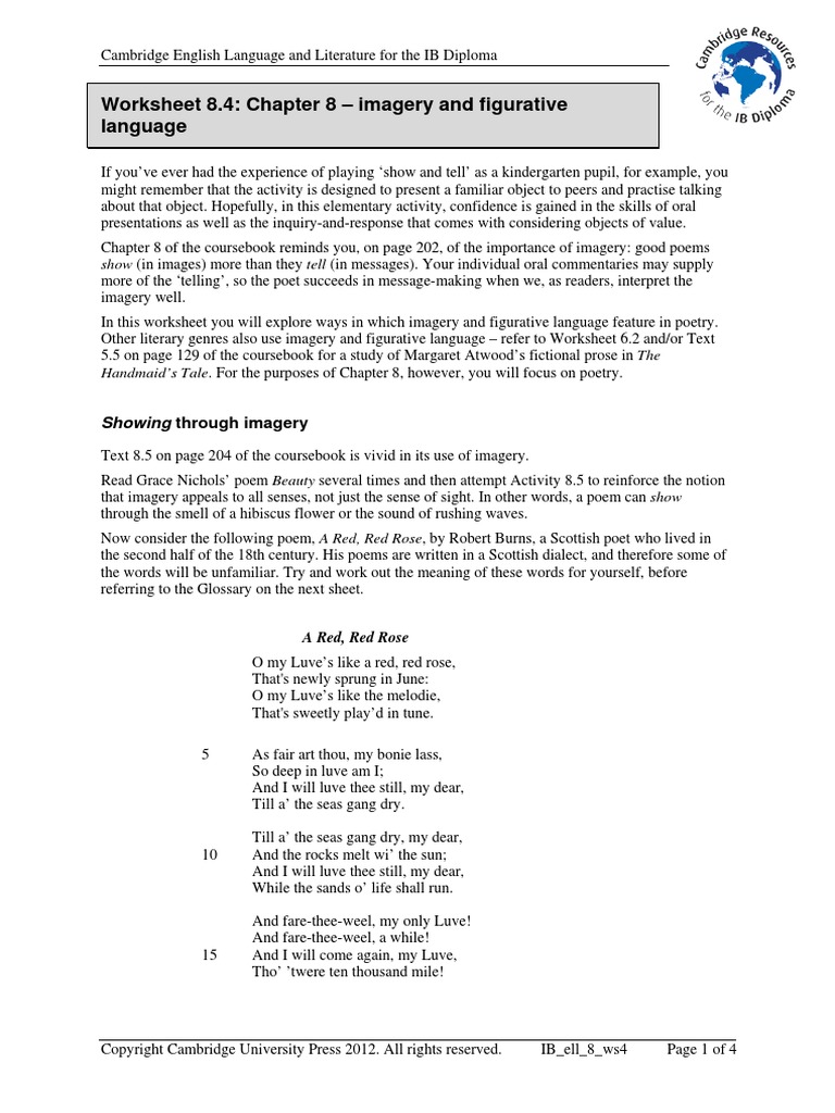 IB Ell 8 Resources Ws4 | Poetry | Languages
