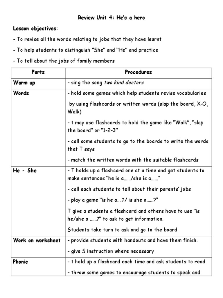 Job Revision Lesson Plan | PDF