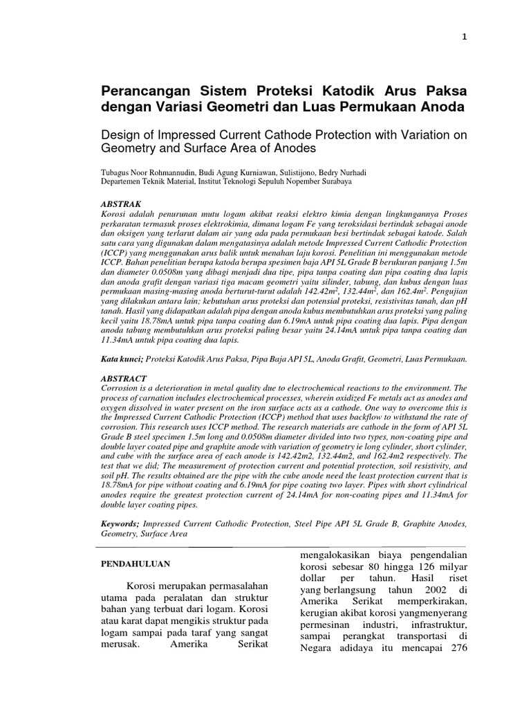 Jurnal Kopertis Perancangan Sistem Proteksi Katodik Arus Paksa Dengan ...