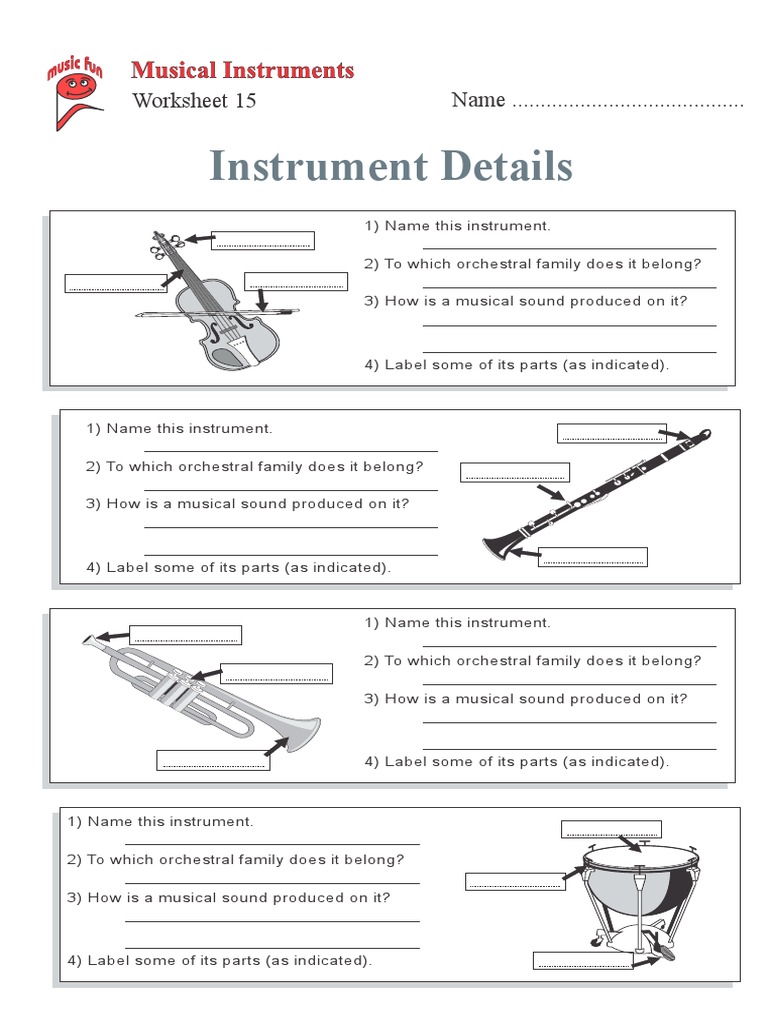 Music Instrument Worksheet | PDF