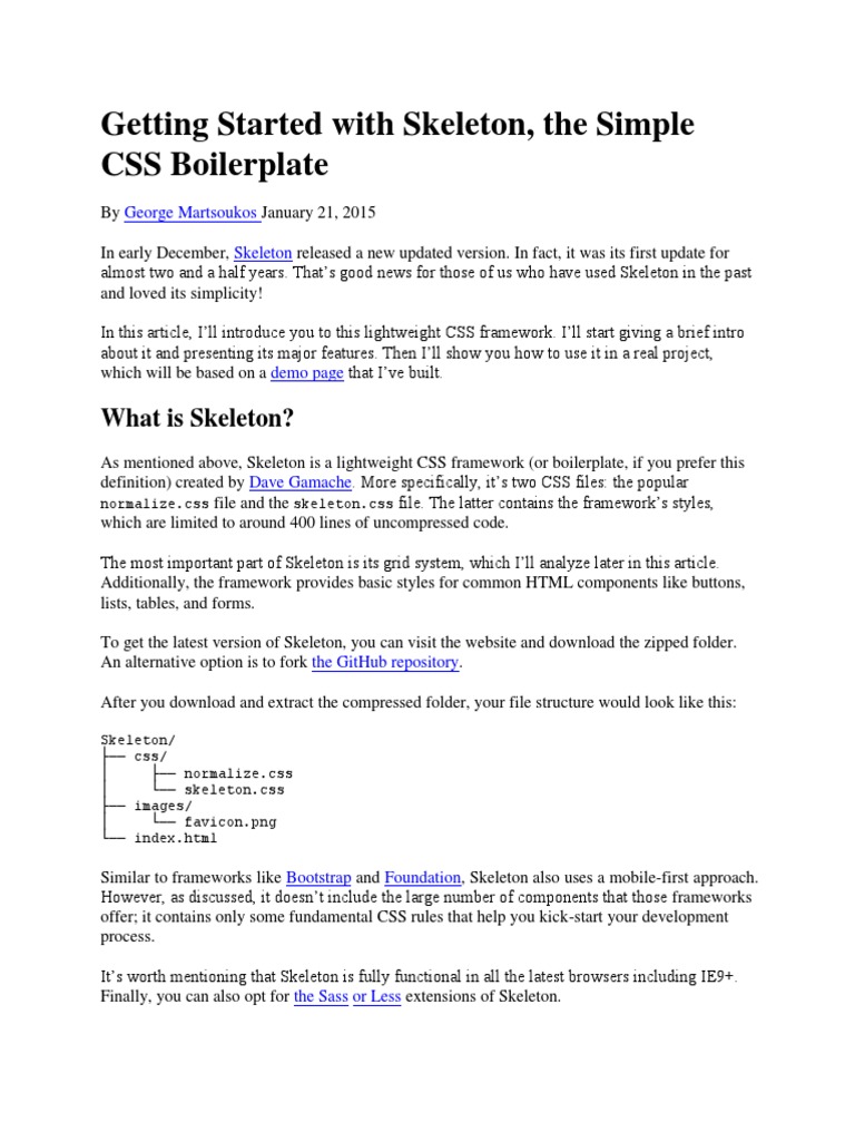 Getting Started With Skeleton | Download Free PDF | Bootstrap (Front End Framework) | Cascading ...