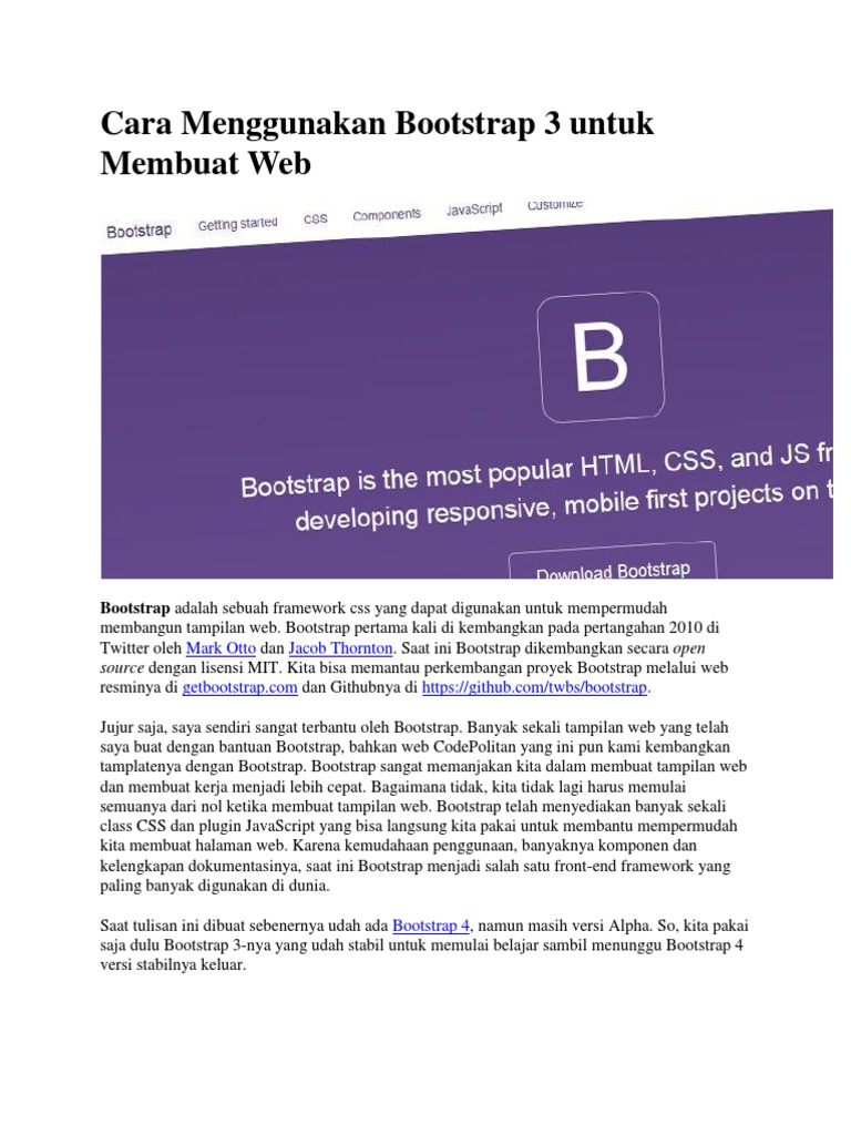 Cara Menggunakan Bootstrap 3 Untuk Membuat Web | PDF | Komputer