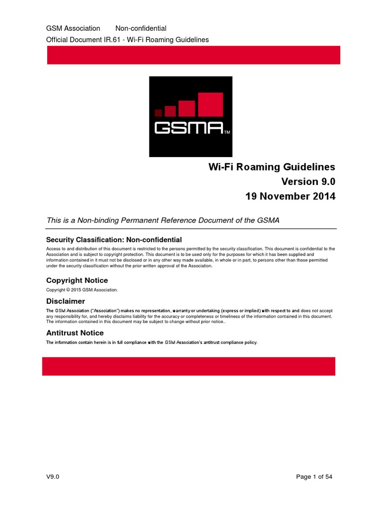 Ir.61 v9.01 Gsma Wifi Offload | PDF | Wireless Lan | Radius