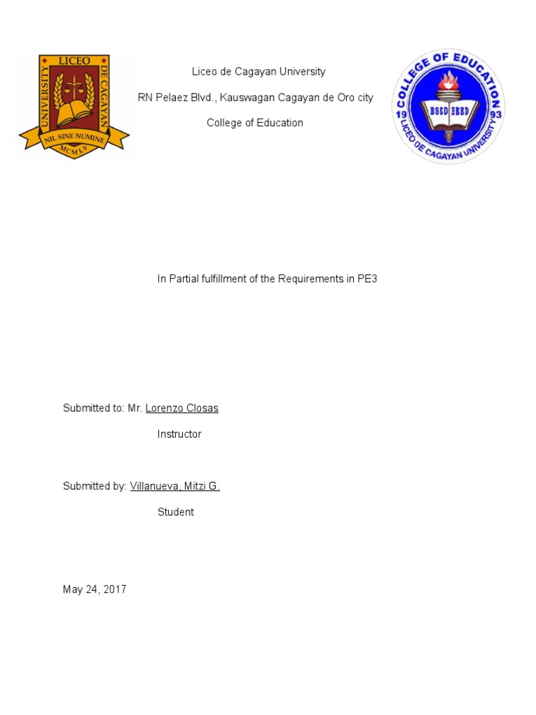 Liceo de Cagayan University | PDF | Physical Education | Cue Sports