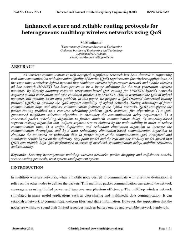 Enhanced Secure and Reliable Routing Protocols For Heterogeneous Multihop Wireless Networks ...