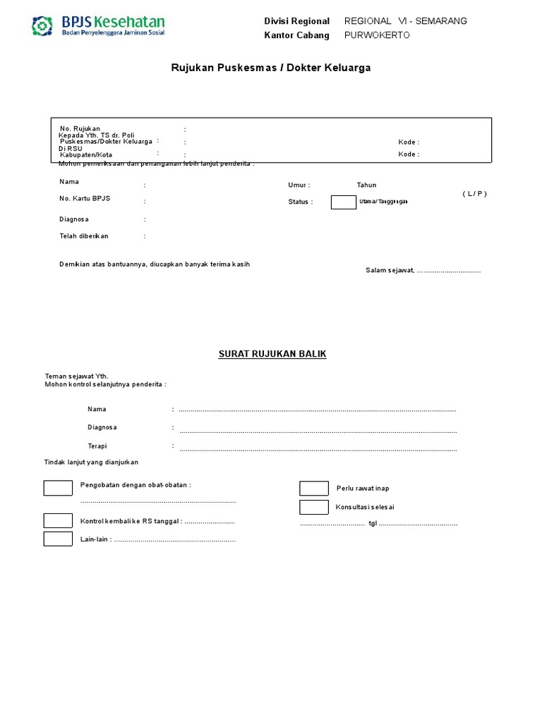 Blangko Manual Rujukan BPJS | PDF
