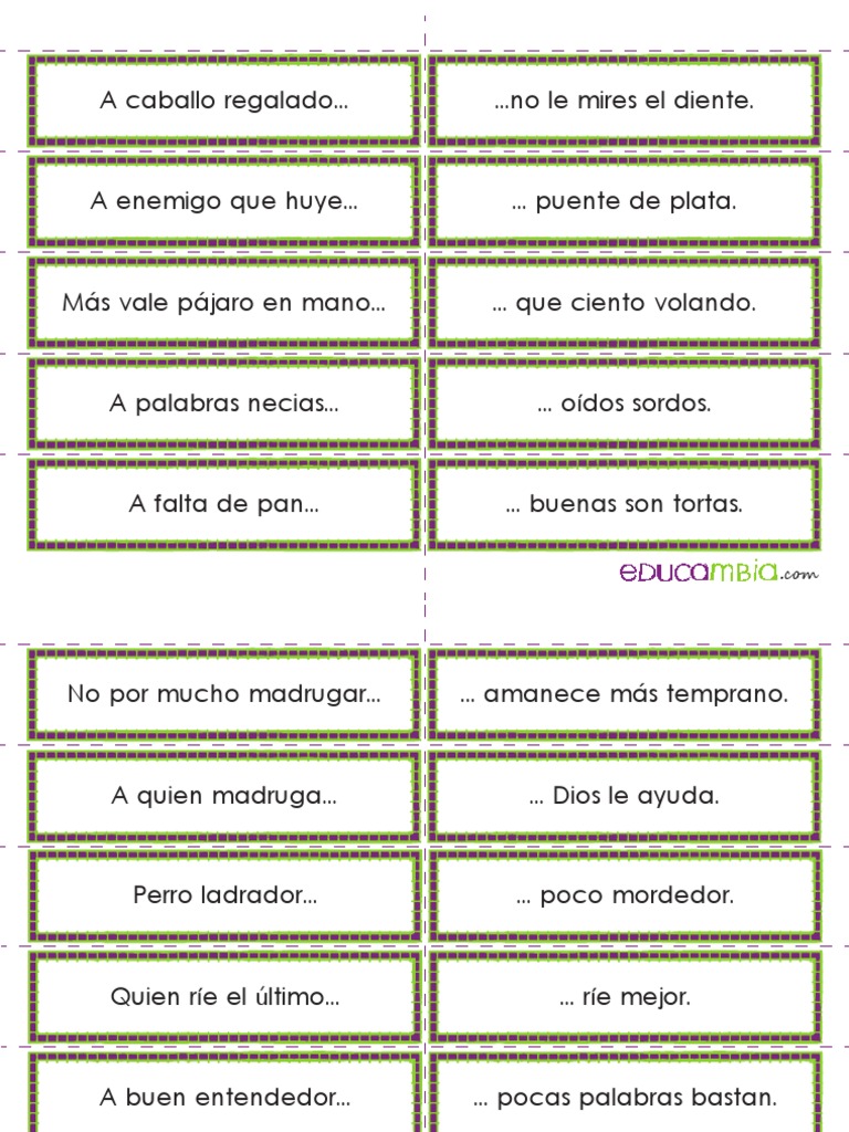 Refranes para Ejercitar Imprimir | PDF