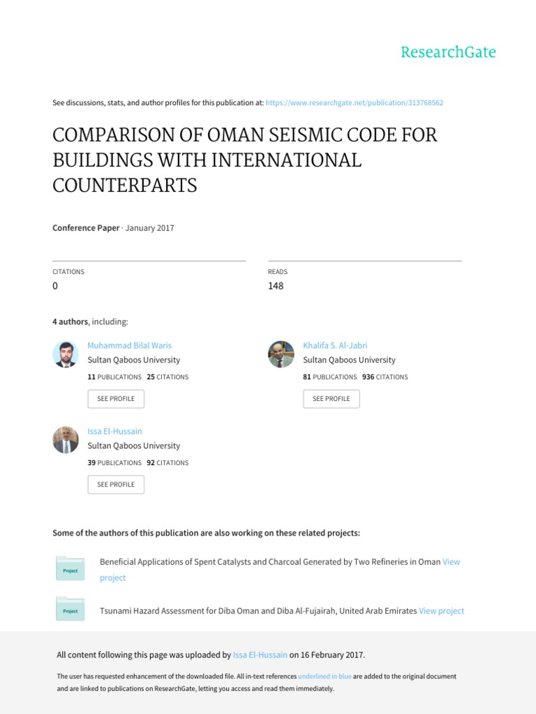 Comparison Between Oman Building Code and Others | PDF | Seismology ...