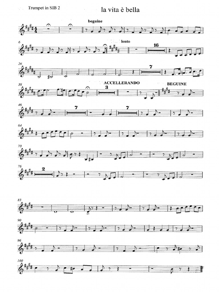 La Vita È Bella - Tromba Sib 2 | PDF