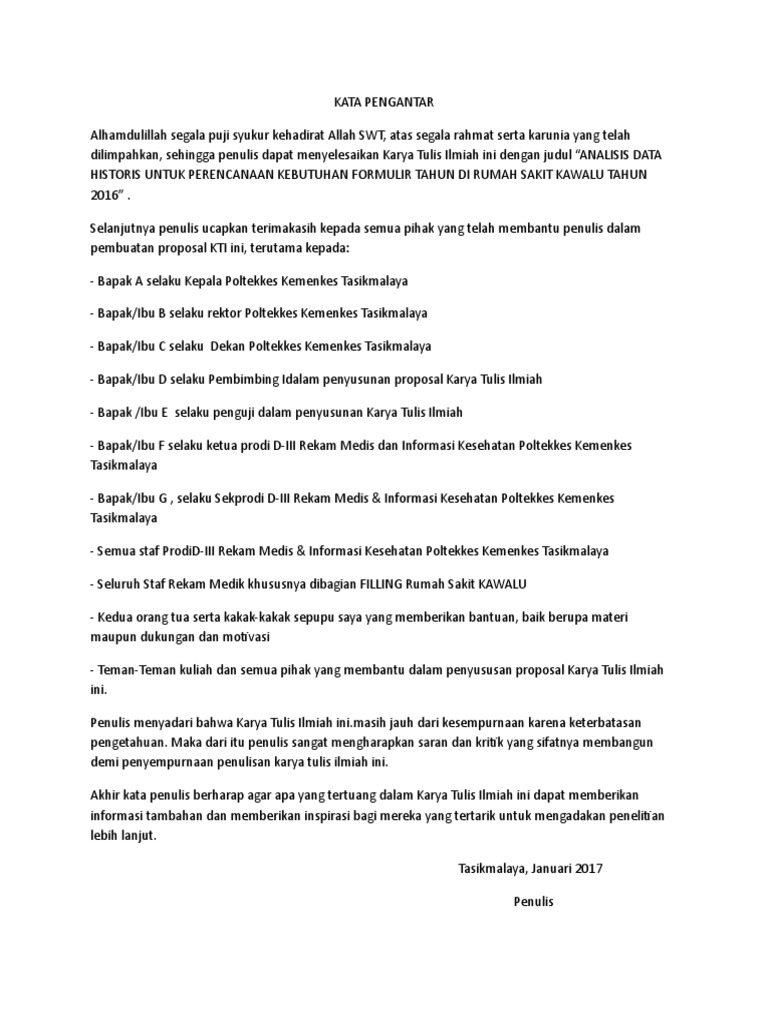 Kata Pengantar Kti S | PDF