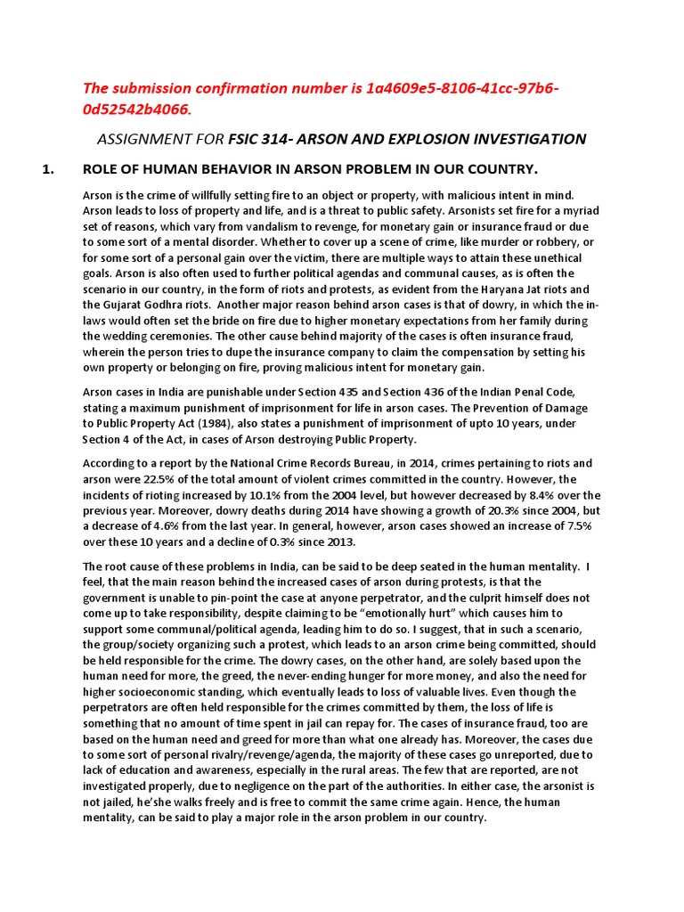 Assignment For Arson Investigation | PDF | Combustion | Fires