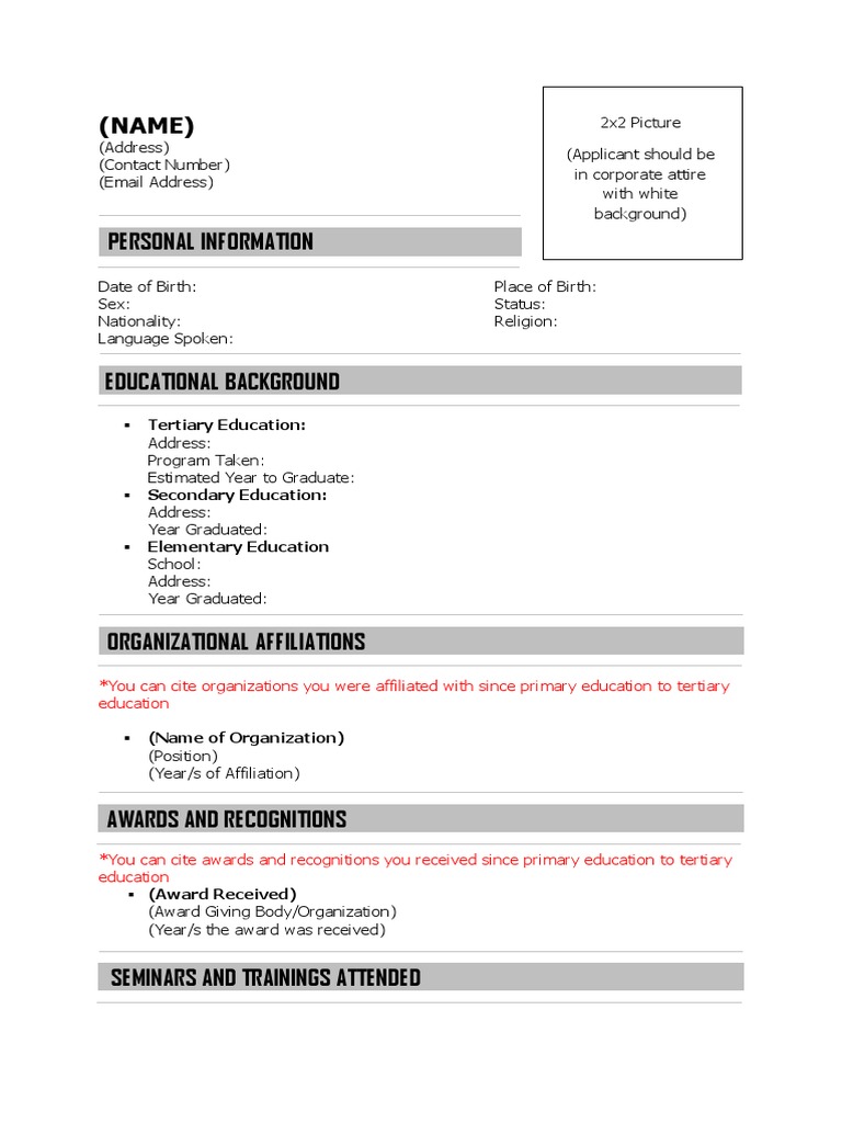 Resume Proforma | PDF