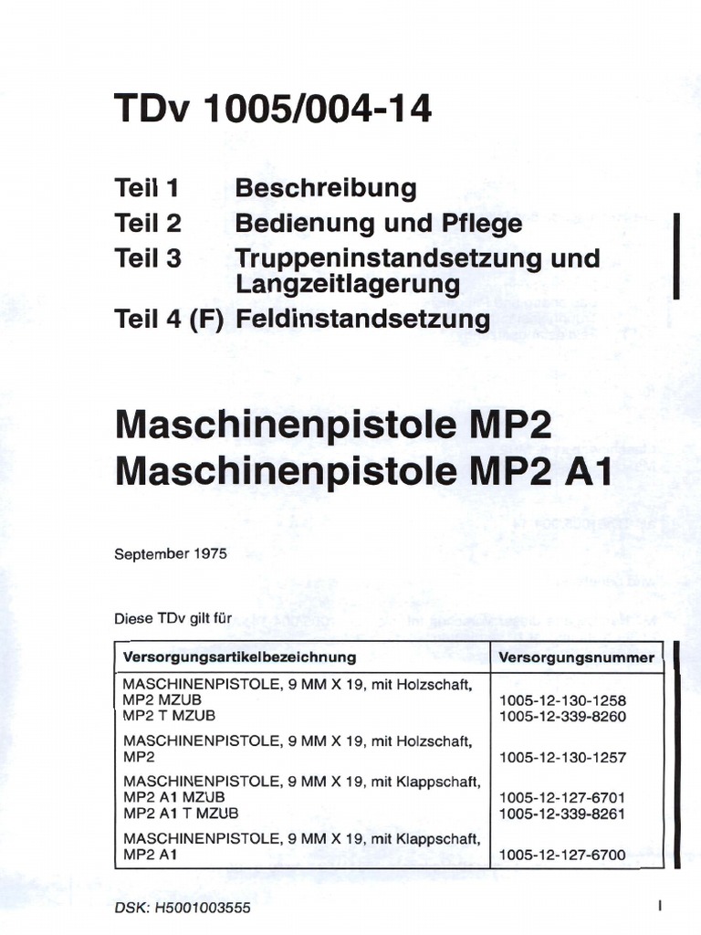 German Maschinenpistole Mp2-Mp2a | PDF