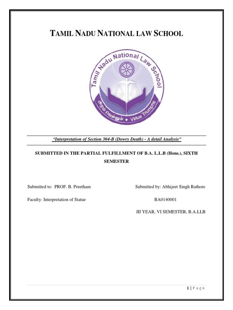 Interpretation of Section 304-B (Dowry Death | PDF | Crime & Violence ...