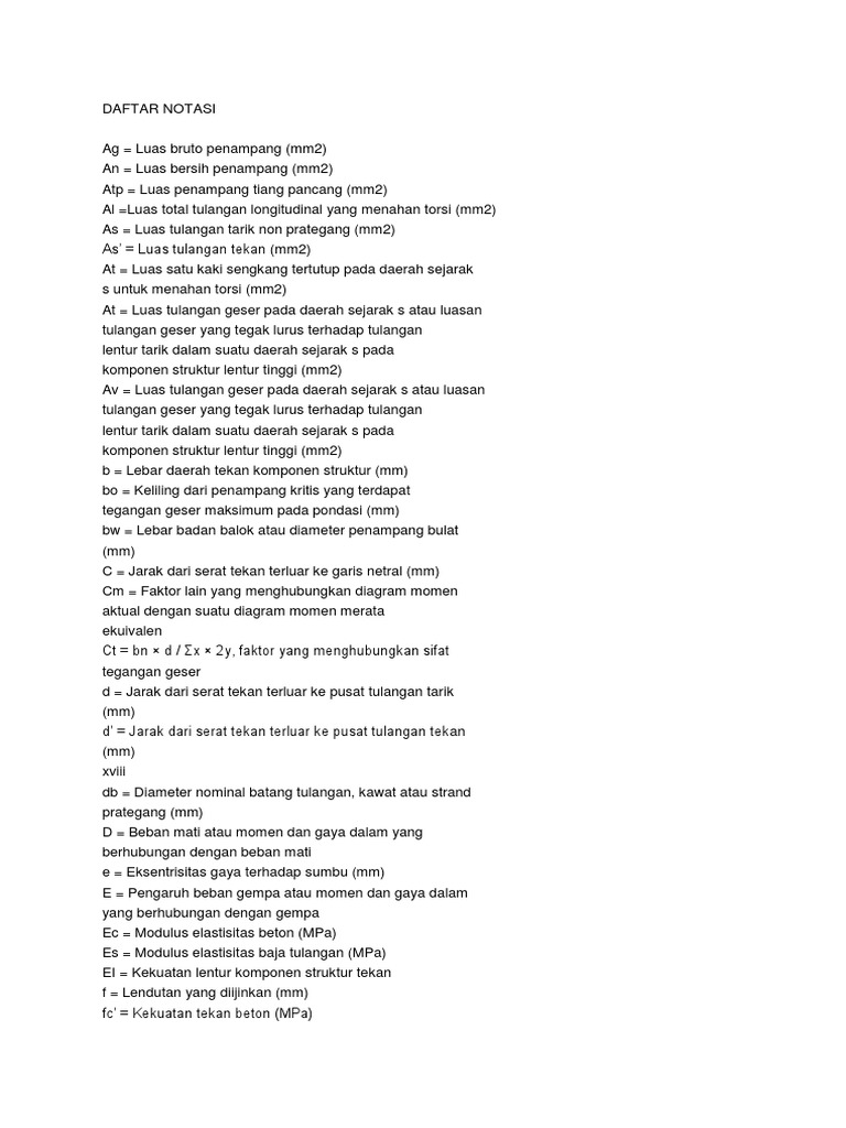DAFTAR NOTASI Istilah Di Teknik Sipil | PDF