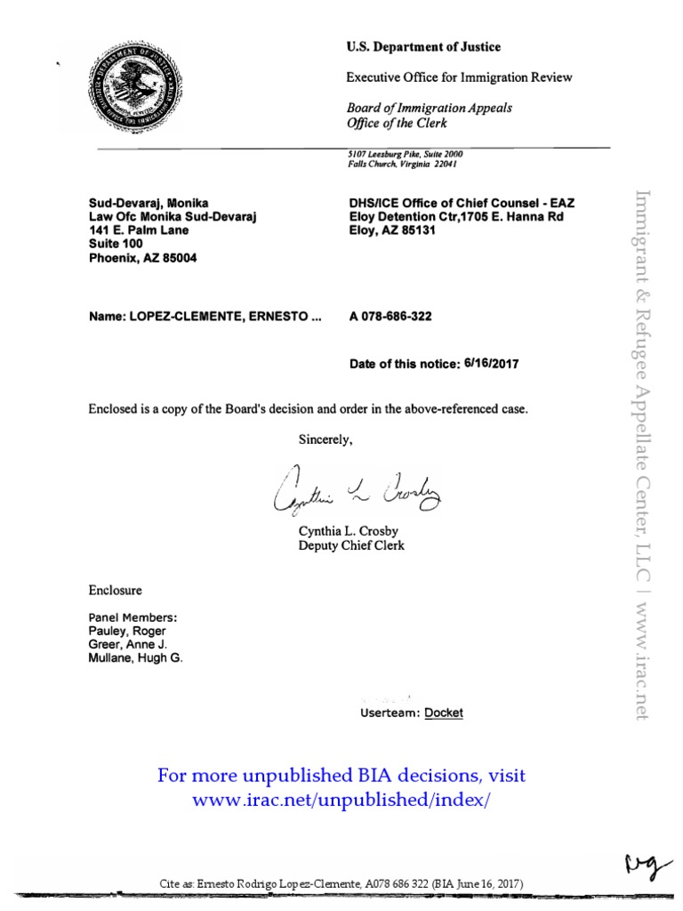 Ernesto Rodrigo Lopez-Clemente, A078 686 322 (BIA June 16, 2017) | PDF ...