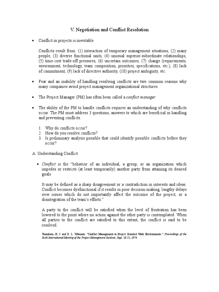 Negotiation and Conflict Resolution | PDF | Conflict (Process ...