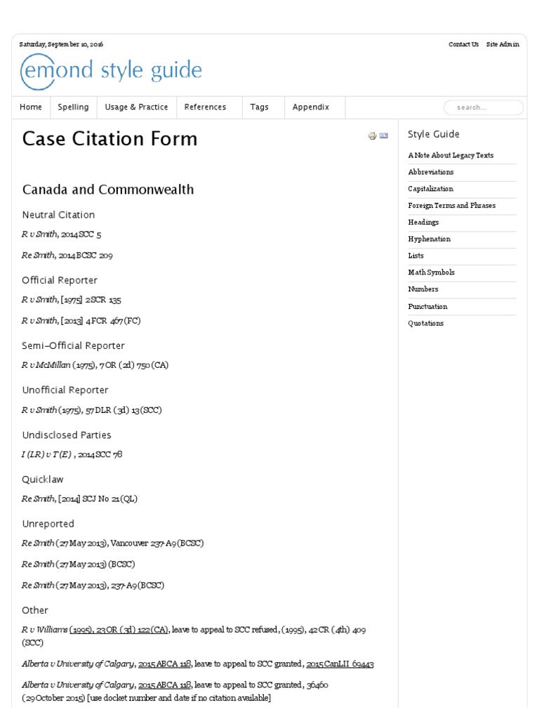 Case Citation Form | PDF | Case Citation | Writing