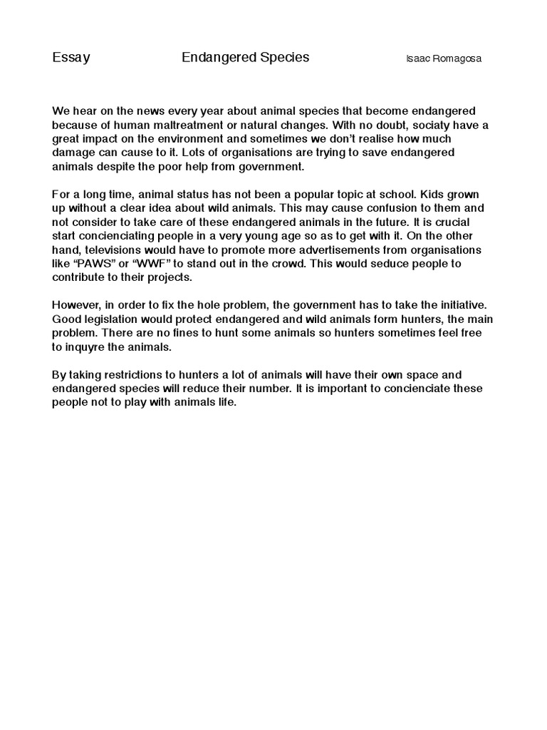 Writing Endangered Animals