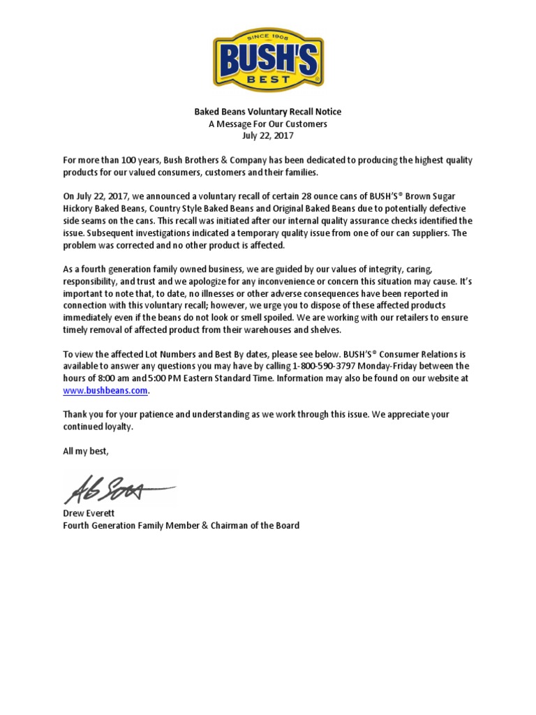 2017-07-22 Voluntary Recall Notice | Marketing | Business