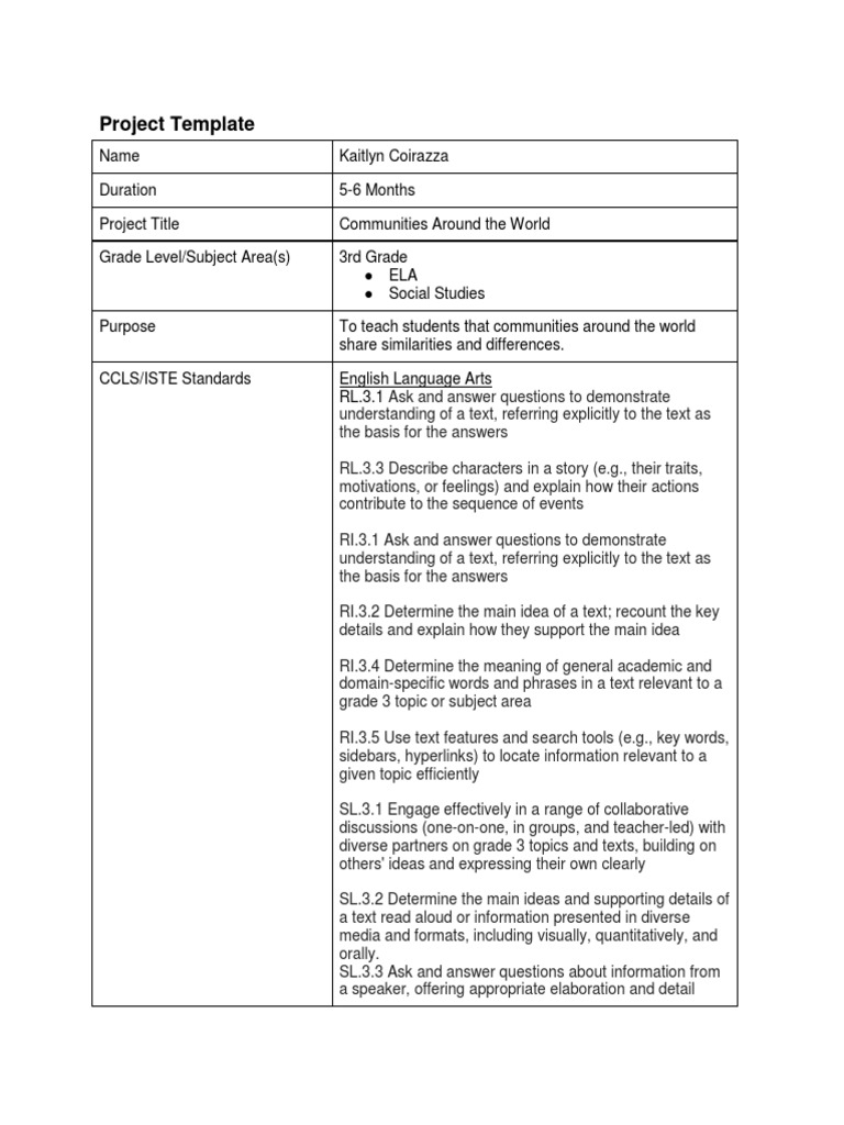 Project Template | PDF | Critical Thinking | Learning