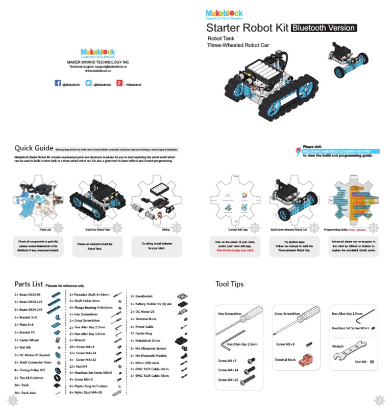 Starter Robot Kit Bluetooth Instruction PDF | PDF | Robot | Robotics