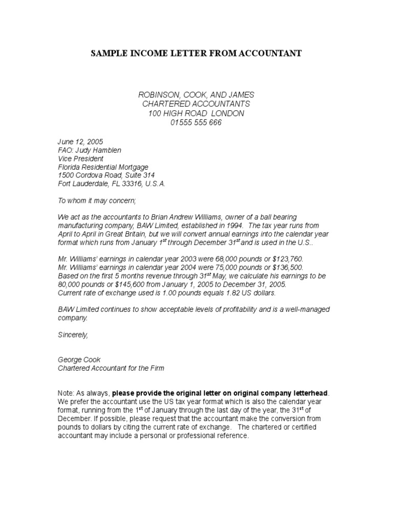 Sampleletteraccountant | PDF