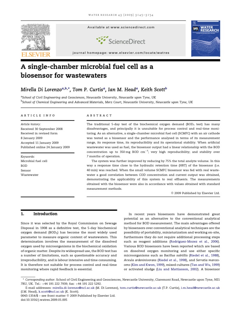 A Single-Chamber Microbial Fuel Cell As A Biosensor For Wastewaters PDF ...