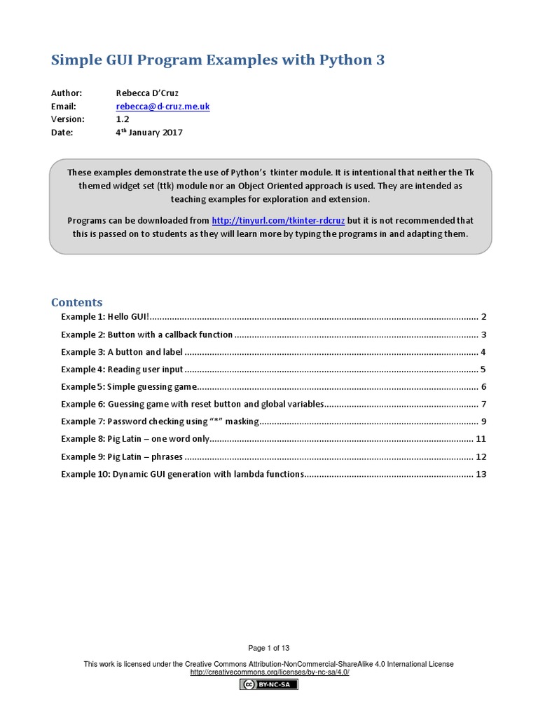 Tkinter Examples | PDF | Python (Programming Language) | Graphical User Interfaces
