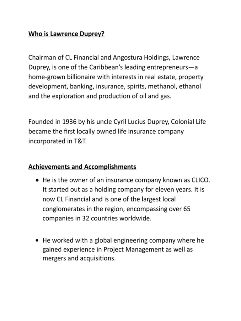 Who Is Lawrence Duprey | PDF