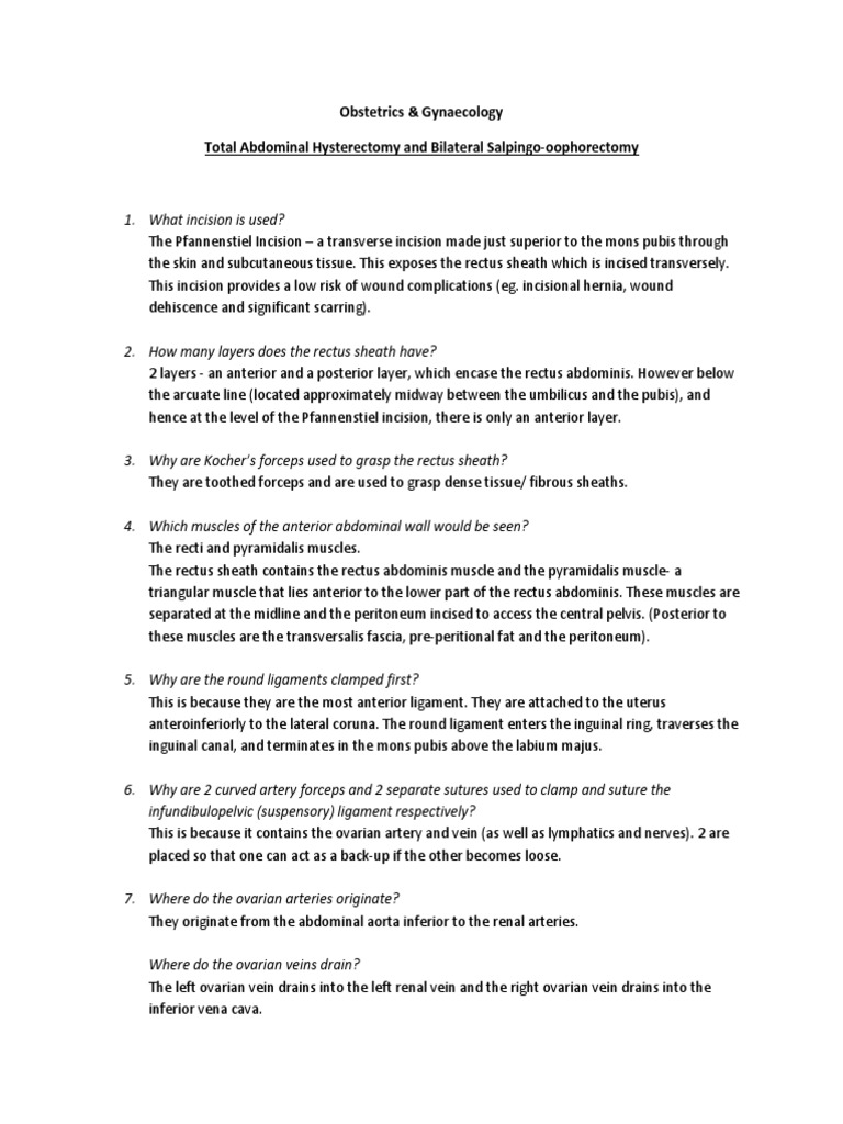 TAH & BSO Review | PDF | Abdomen | Vagina