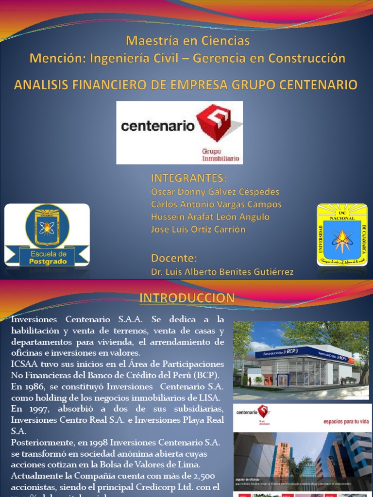Análisis financiero de Inversiones Centenario S.A.A. entre 2006-2010 ...